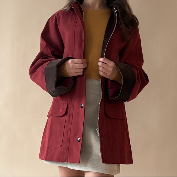 Moon River | Jackets & Coats | Womens Red Jacket With Brown Corduroy ...